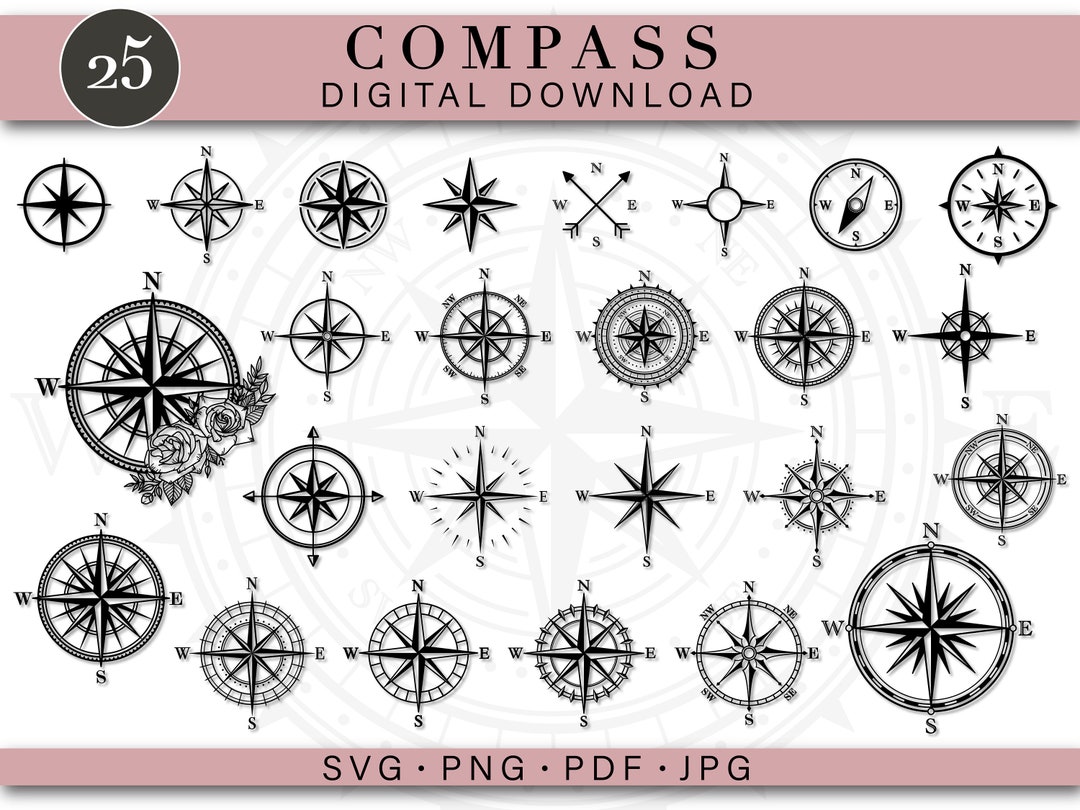 Compass SVG Compass Rose SVG Compass Cricut Nautical Compass - Etsy