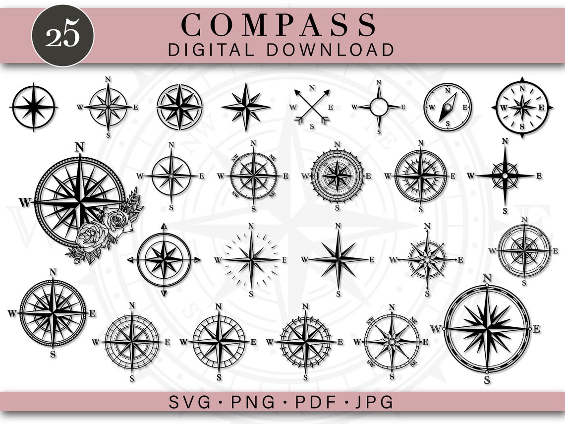 Compass SVG Compass Rose SVG Compass Cricut Nautical Compass - Etsy