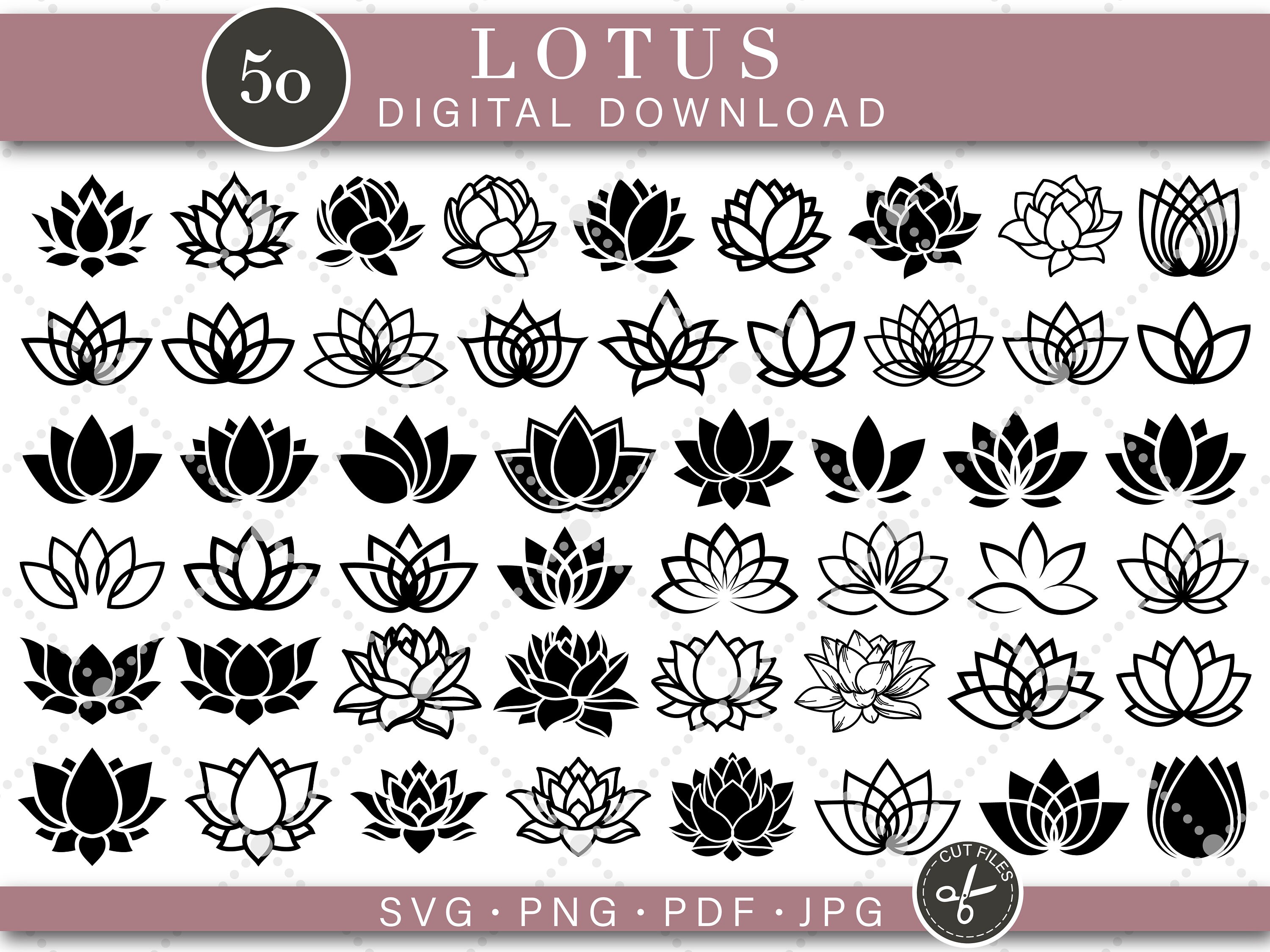 Lotus SVG Bundle Lotus Flower SVG Lotus Silhouette Lotus Clipart ...