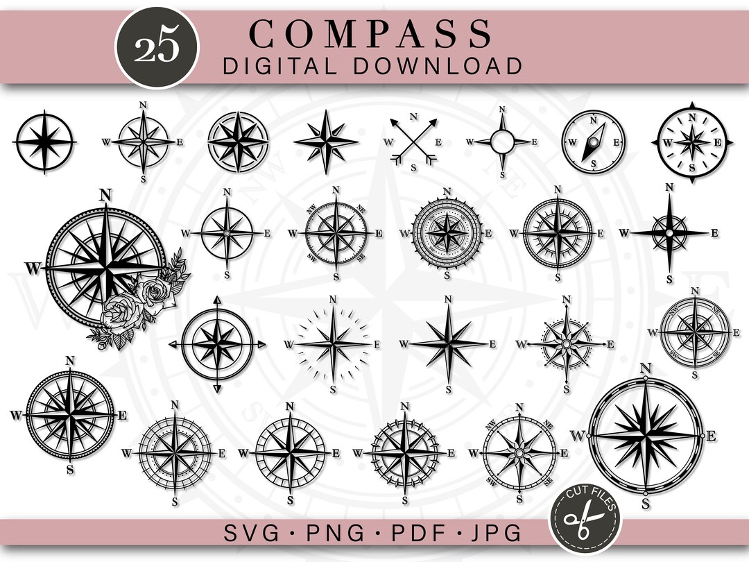 Compass SVG Compass Rose SVG Compass Cricut Nautical Compass SVG ...