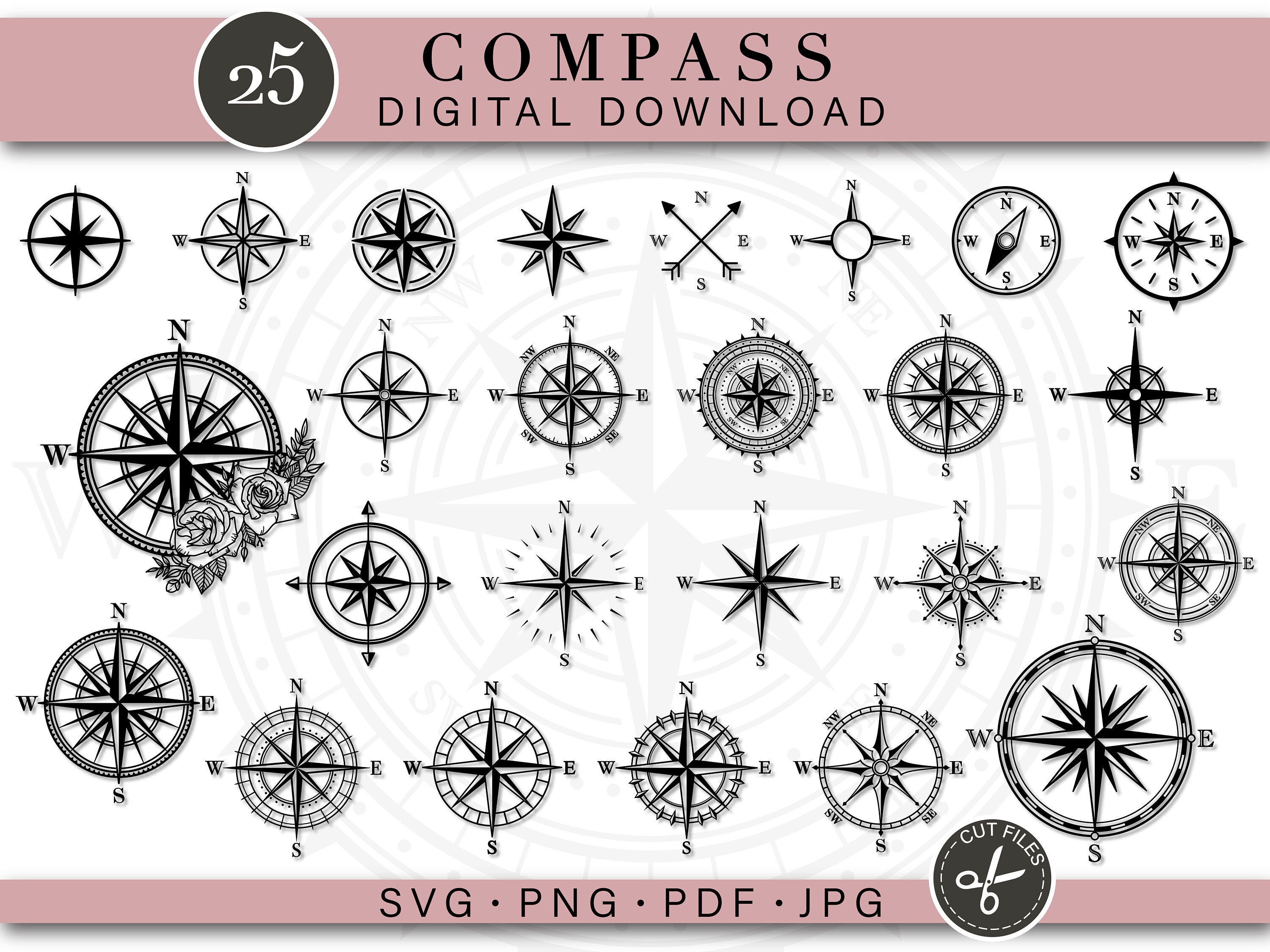 Compass SVG Compass Rose SVG Compass Cricut Nautical Compass SVG ...