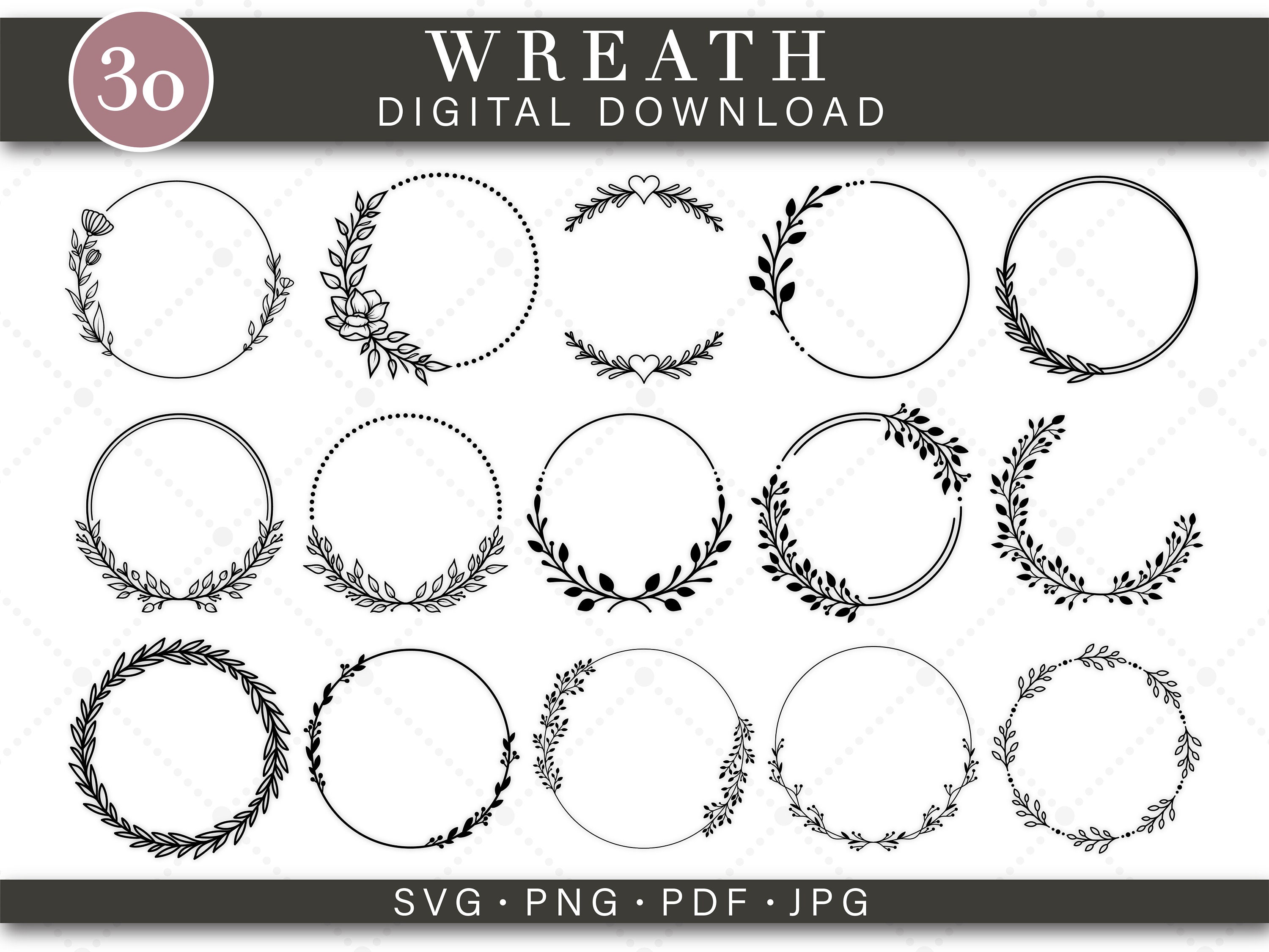 Wreath SVG Bundle Floral Wreath SVG Wedding Wreath SVG Wreath - Etsy