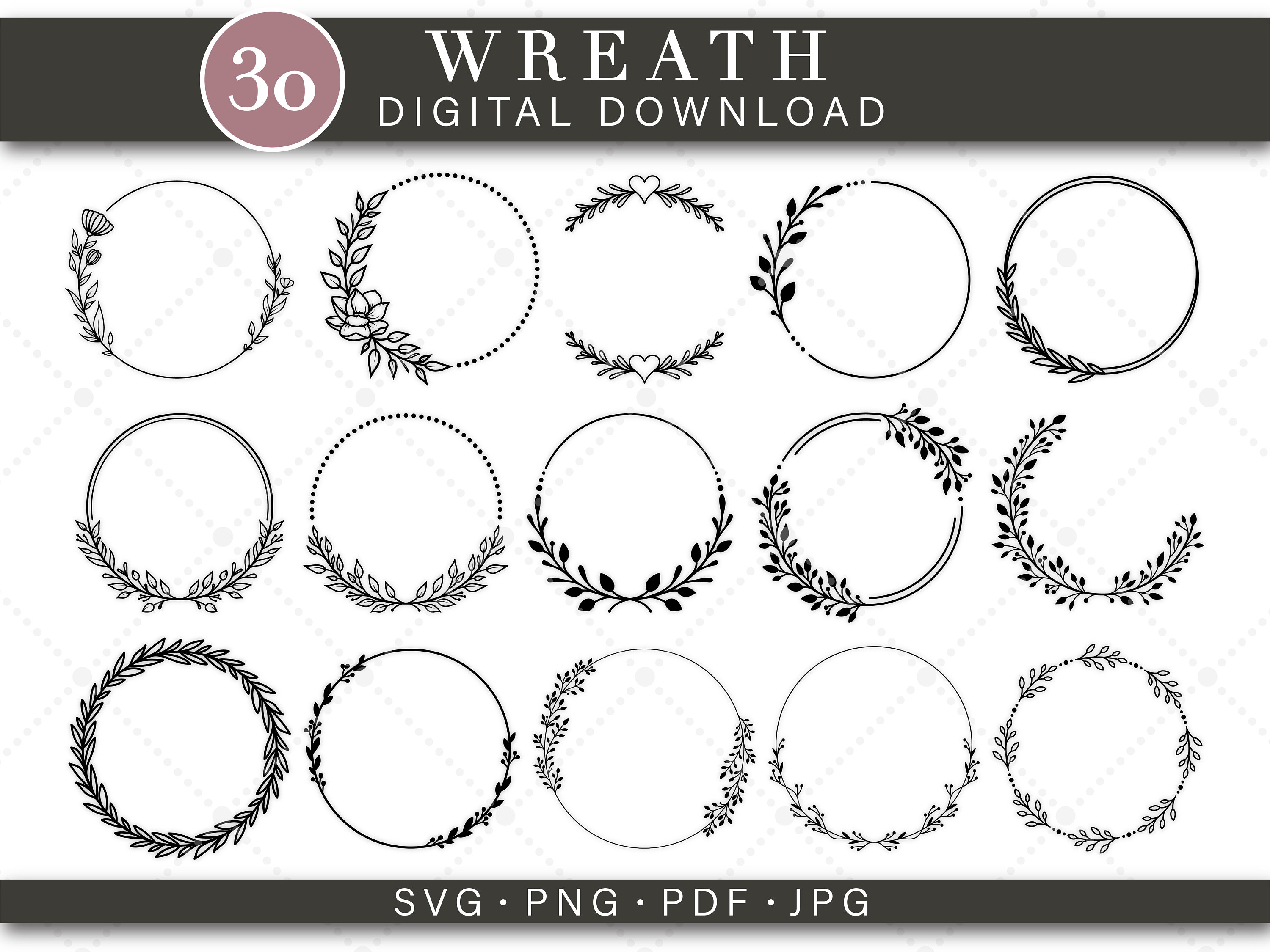 Wreath SVG Bundle Floral Wreath SVG Wedding Wreath SVG Wreath Clipart ...