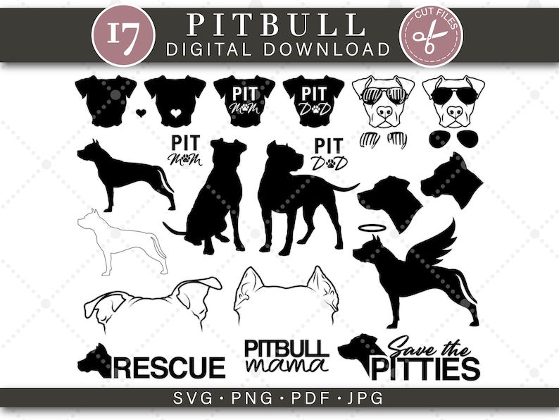 Pitbull SVG Bundle Pitbull Clipart Pitbull Vector Pitbull Cricut ...