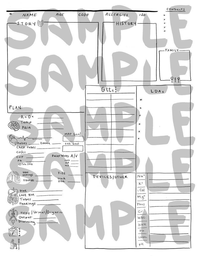 CVICU Nurse Report Sheet - Etsy