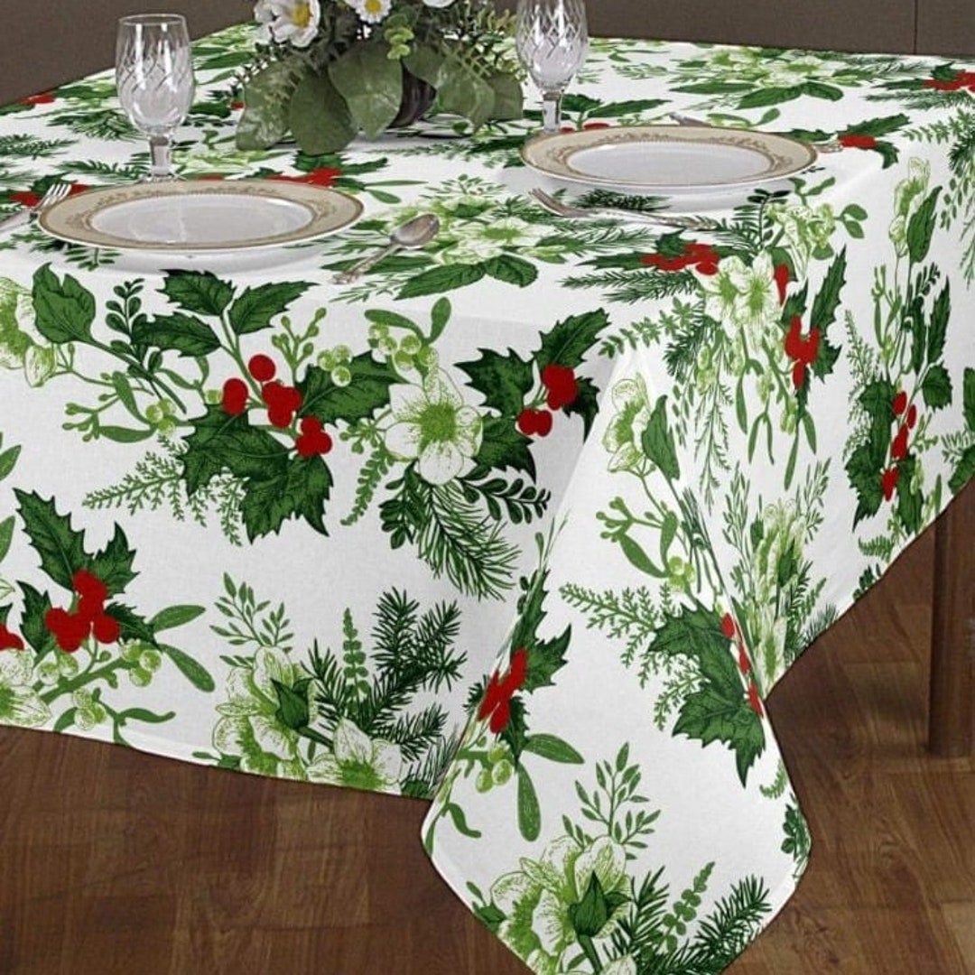 Christmas Tablecloth Dining Table Cover 6 Seater , 8 Seater Cotton ...