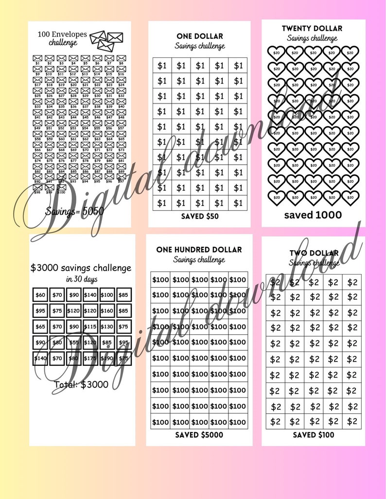 Printable Savings Challenge Bundle Savings Tracker A6 - Etsy