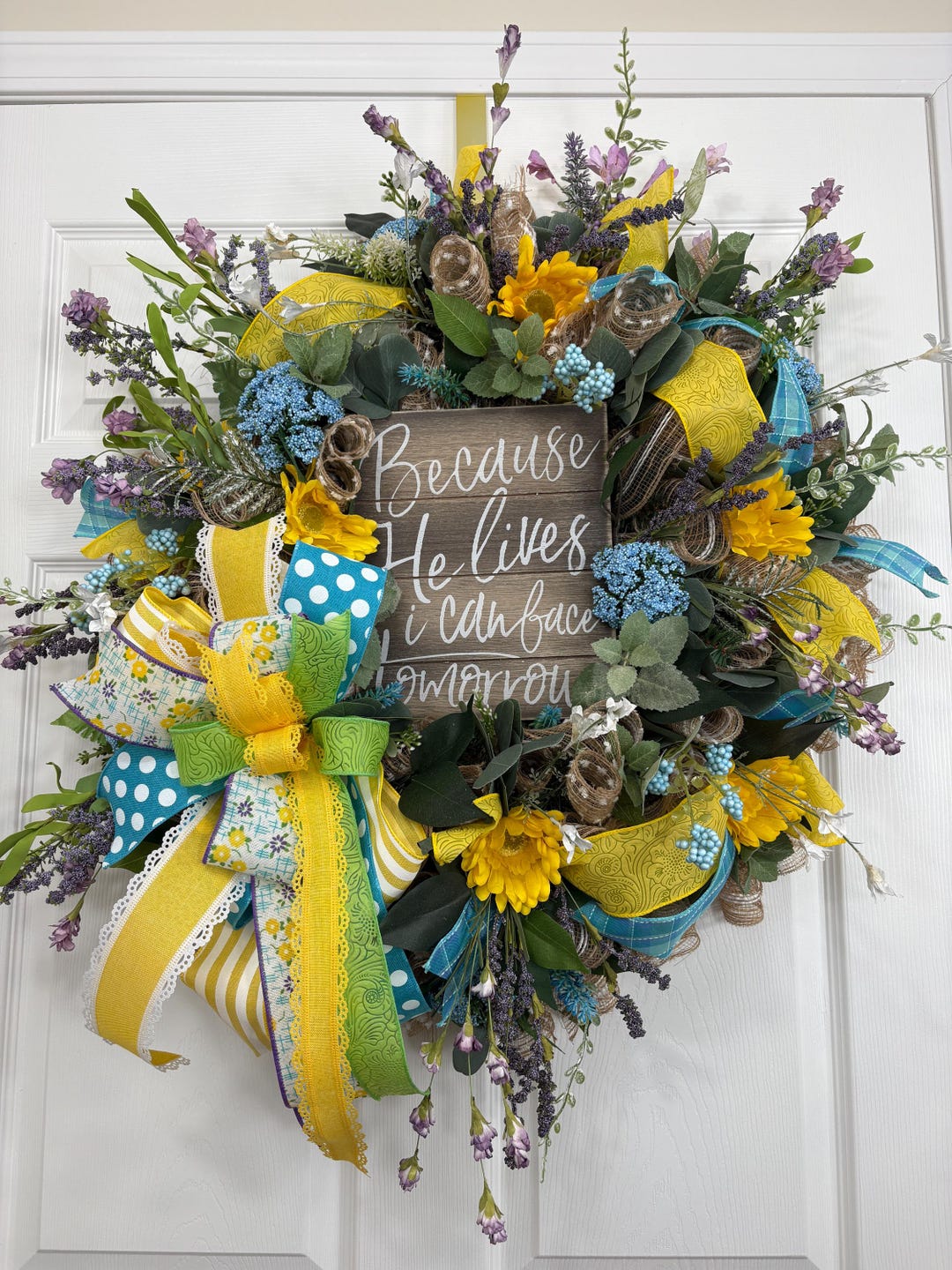 Handmade Christian Wreath for Front Door, Inspirational Religious Wall ...