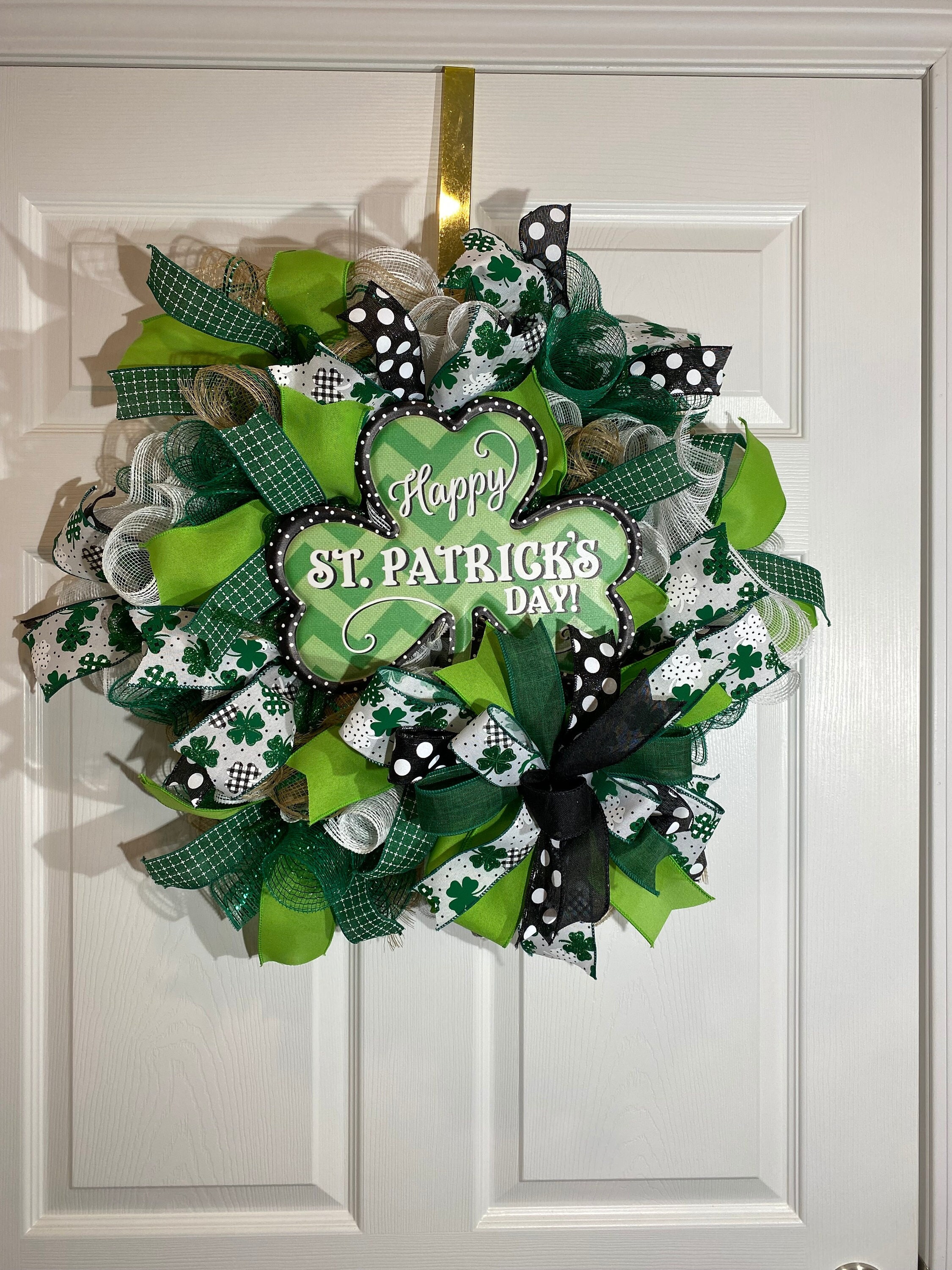 Shamrock Wreath for Front Door, Emerald Wreath, Irish Decor, Saint ...