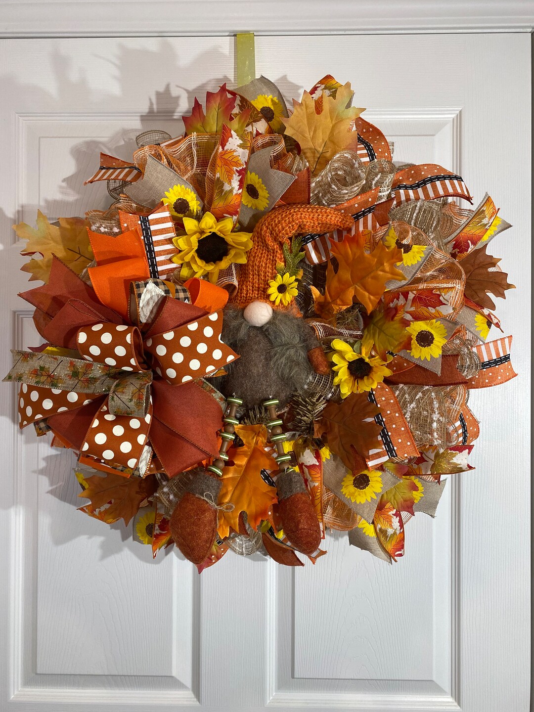 Gnome Wreath for Front Door. Autumn Decor, Fall Gnome Door Hanger - Etsy