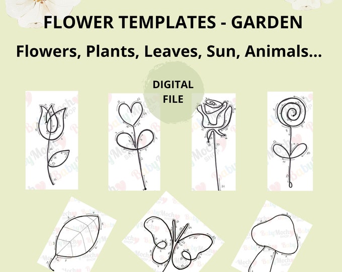 23 Flower and Garden Wire Art Templates, I-Cord Template, Wire Bending ...