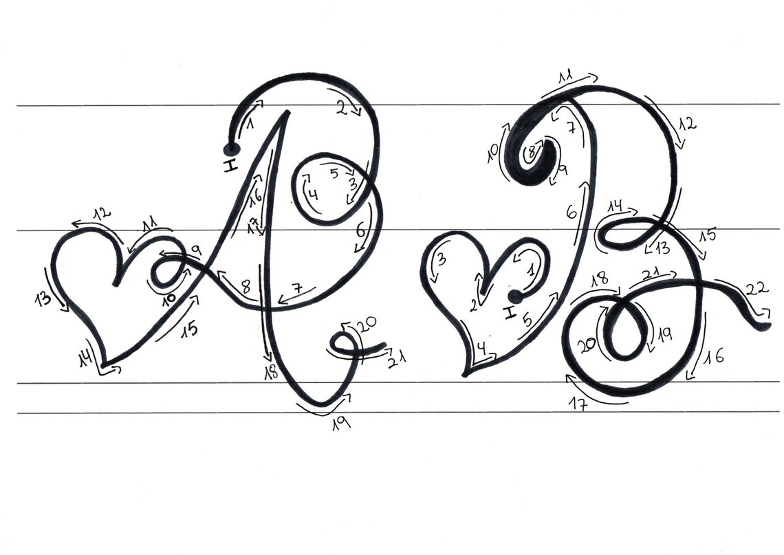 Printable Heart Shaped Uppercase Letters Alphabet Templates - Etsy