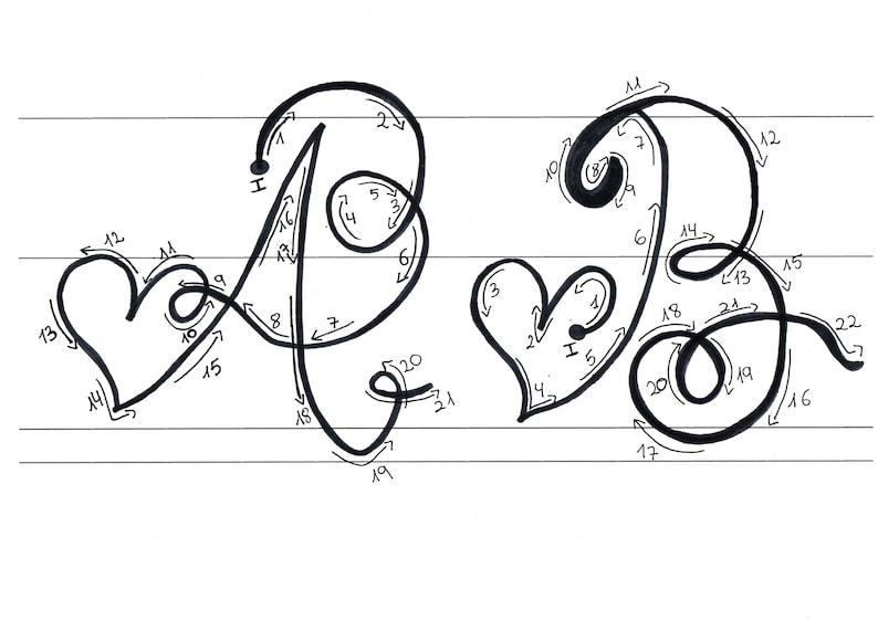 Printable Heart Shaped Uppercase Letters Alphabet Templates - Etsy