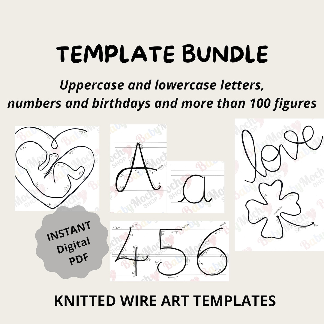 Wire Art Stencils Bundle: Uppercase and Lowercase Letters, Numbers, and ...