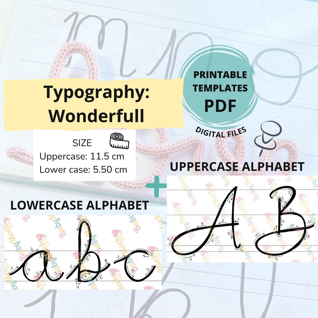 Printable Letter Templates for Knitted Wire, Uppercase and Lowercase ...