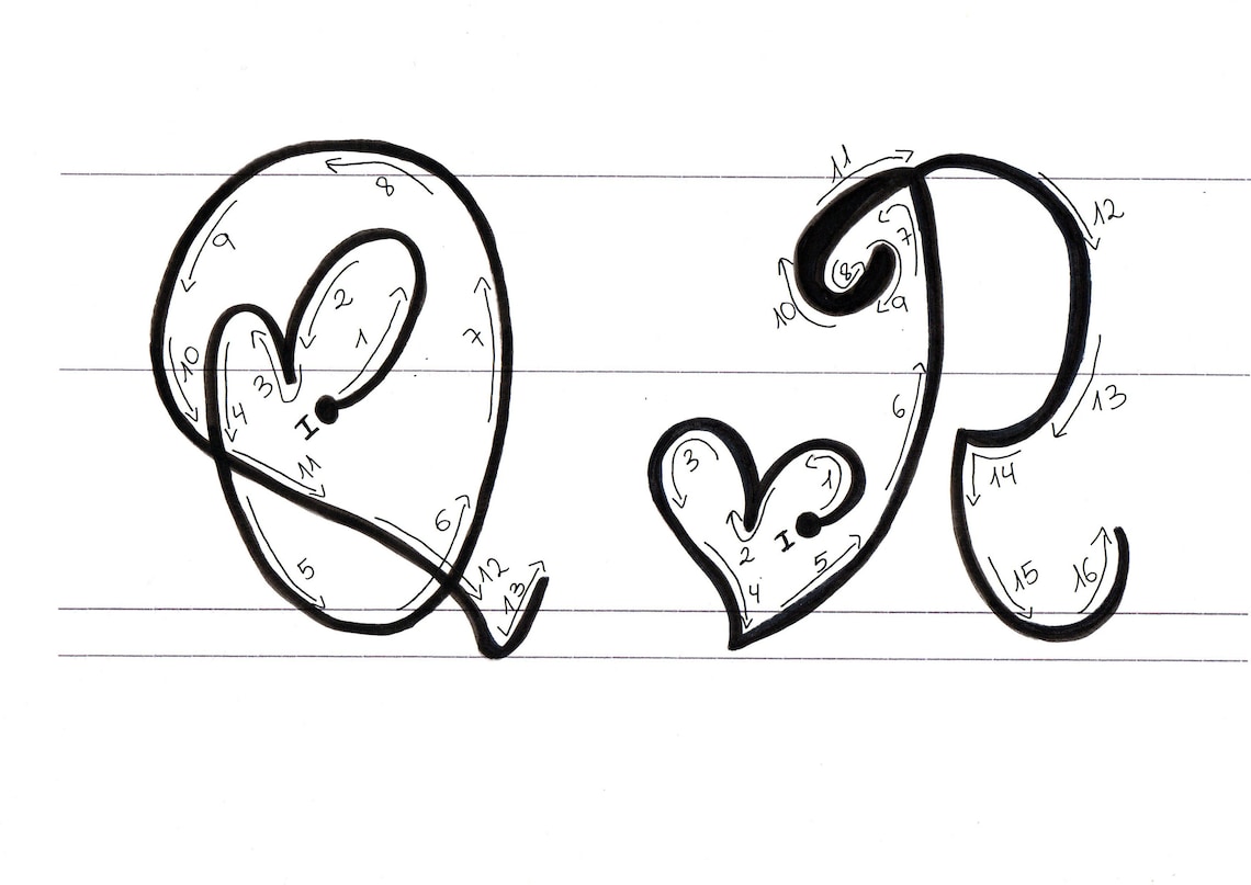 Printable Heart Shaped Uppercase Letters Alphabet Templates - Etsy