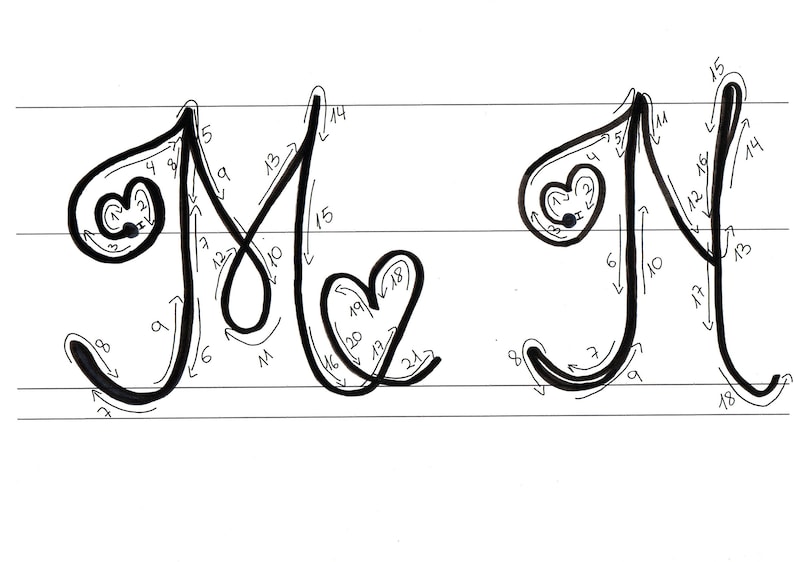 Printable Heart Shaped Uppercase Letters Alphabet Templates - Etsy