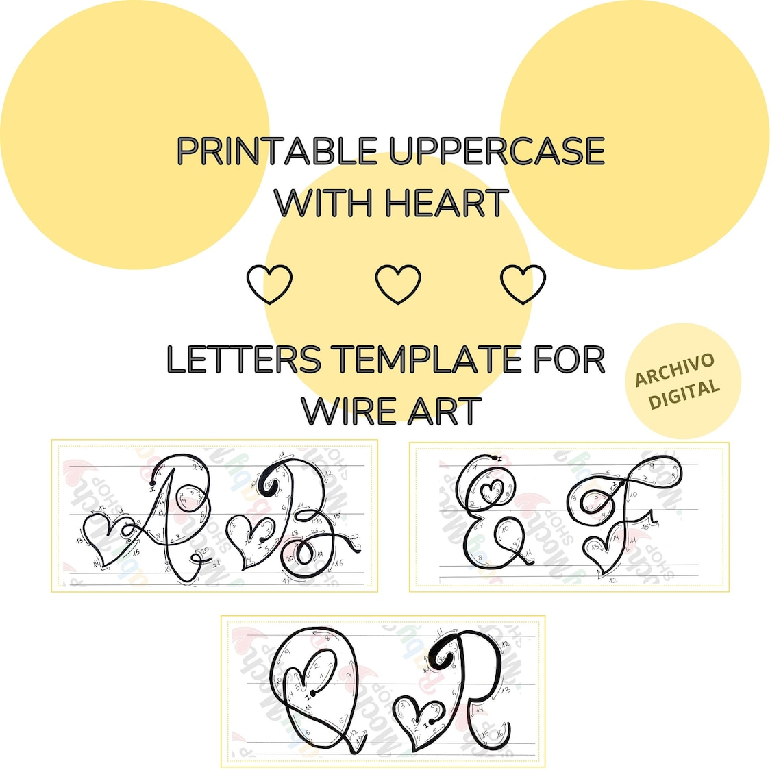 Printable Heart Shaped Uppercase Letters Alphabet Templates - Etsy
