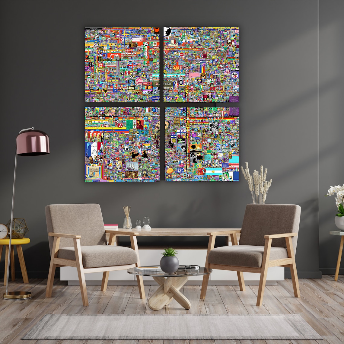 Tableau pixel war, la guerre des pixels, impression pixel war, poster ...