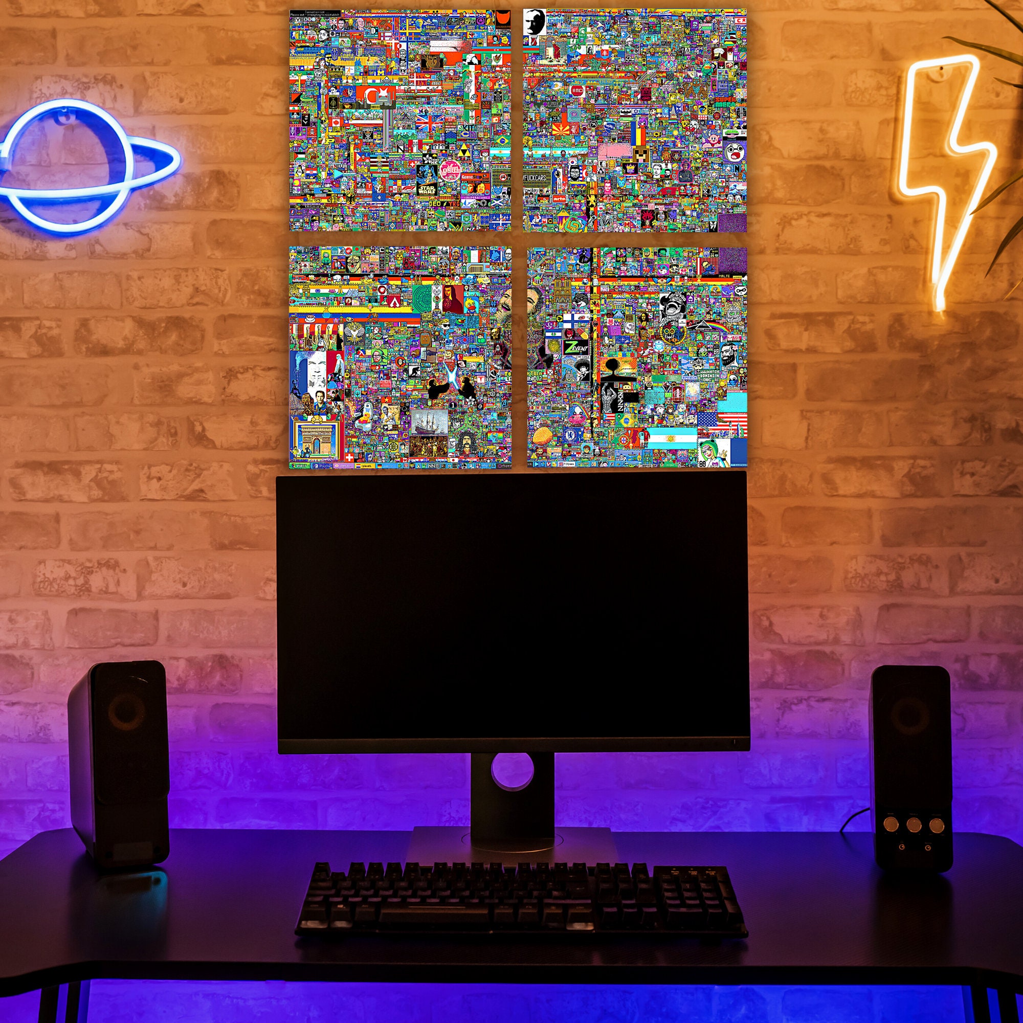 Tableau pixel war, la guerre des pixels, impression pixel war, poster ...