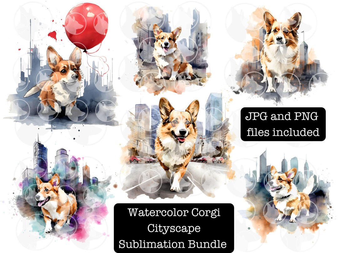 Watercolor Corgi Sublimation Bundle Corgi Clipart Cute Corgi Corgi ...