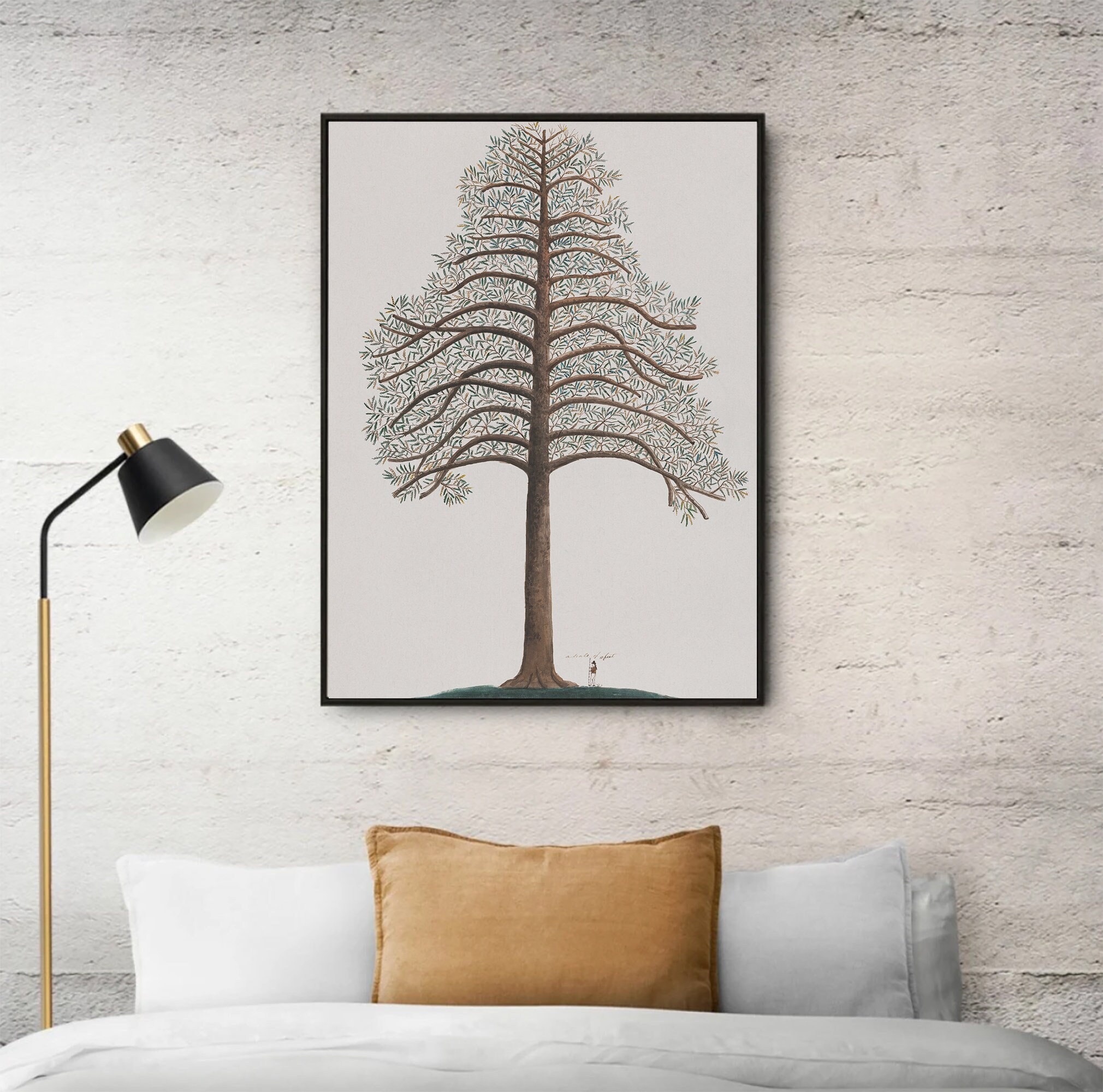 Vintage Pine Tree Illustration, Neutral Colours Botanical Wall Decor ...