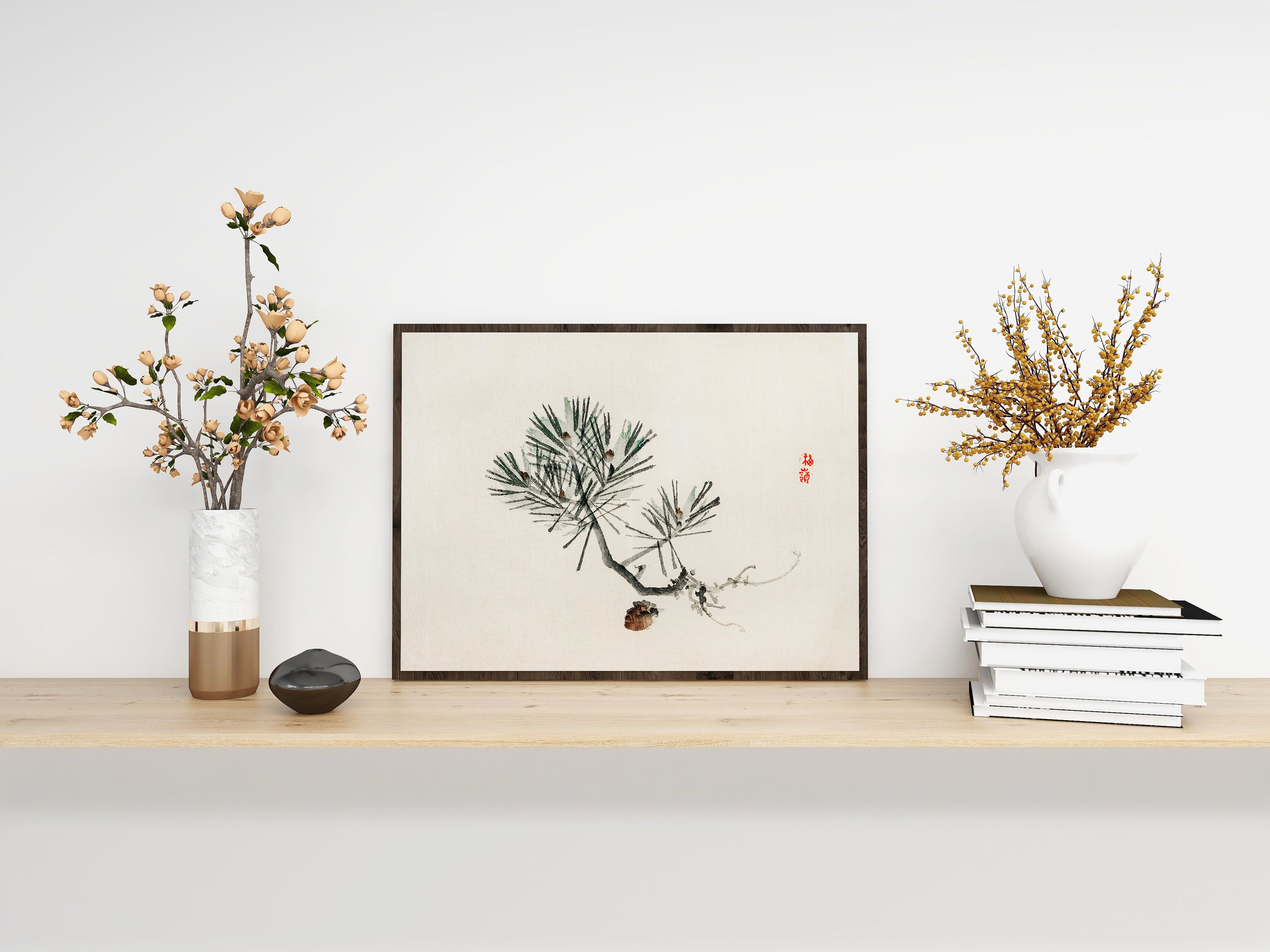 Minimalist Japanese Tree Poster, Vintage Pine Print, Kono Beirei ...