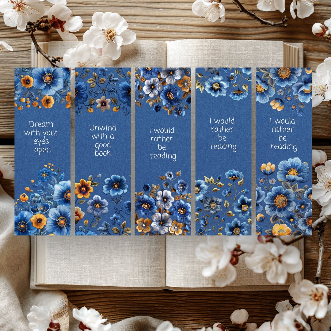 DIY Printable Embroidered Floral Bookmark Aesthetic Custom Book Mark ...