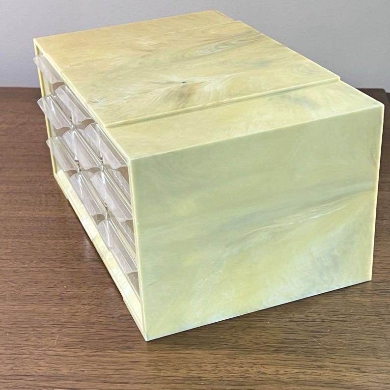 Vintage - 1946 - AKRO-MILS Cream Bakelite 9 Drawer Organizer - Storage ...