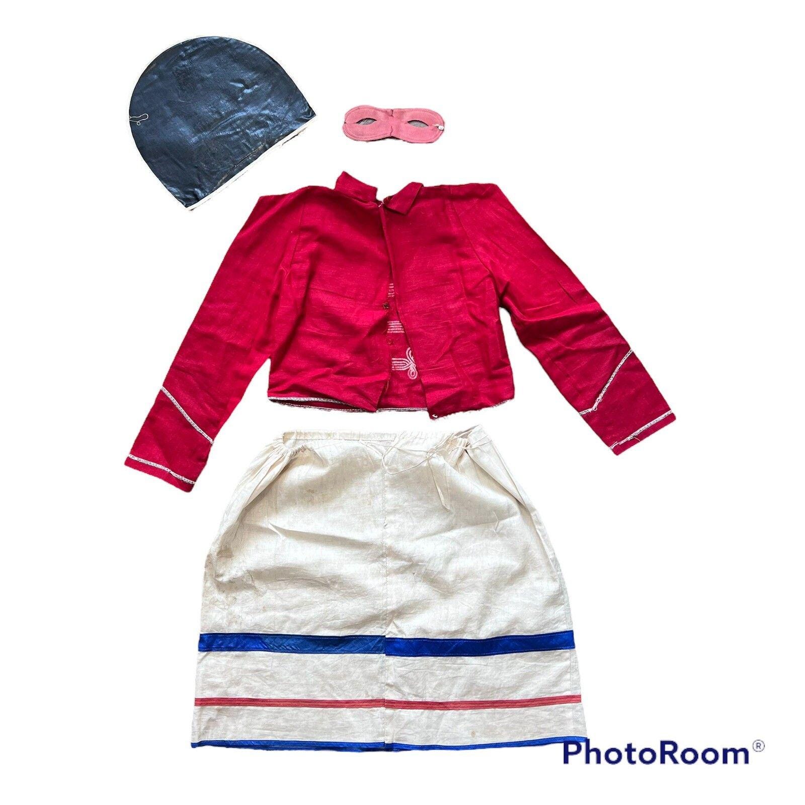 Vintage 1920s 1930s Masquerade Military Girl Costume W/ Hat & Mask C1 ...