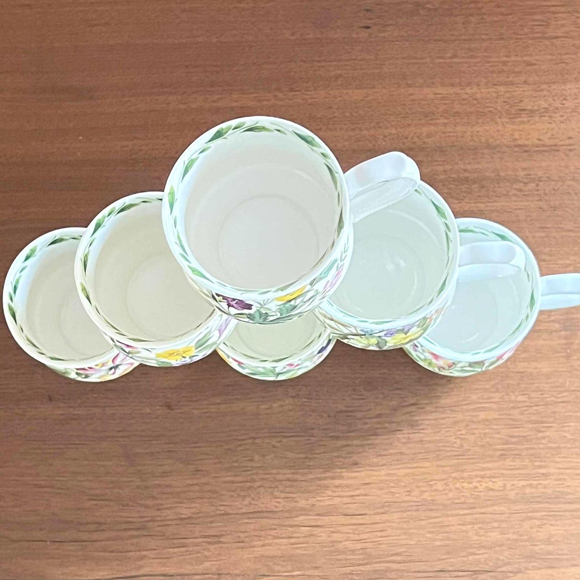 Queens RHS Garden Collection Floral Mug Set of 6 England Bone China E5 ...