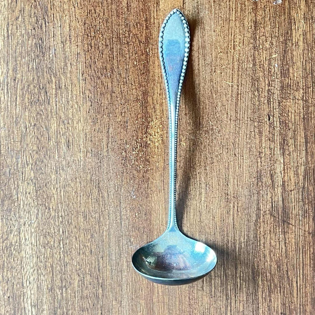 Oneida Extra Coin Silver Plate Ladle 6" Leota Pattern Beaded Edge ...