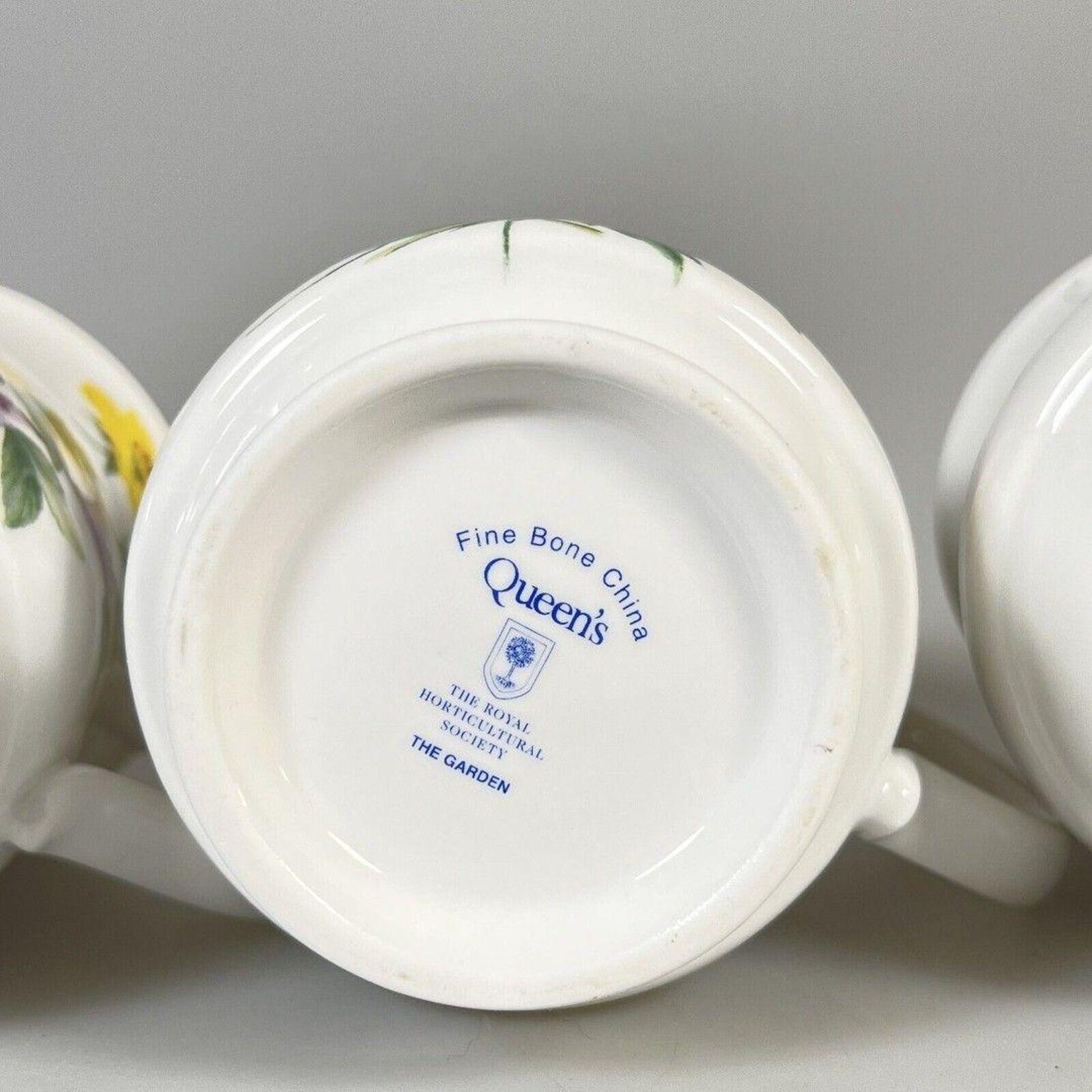 Queens RHS Garden Collection Floral Mug Set of 6 England Bone China E5 ...