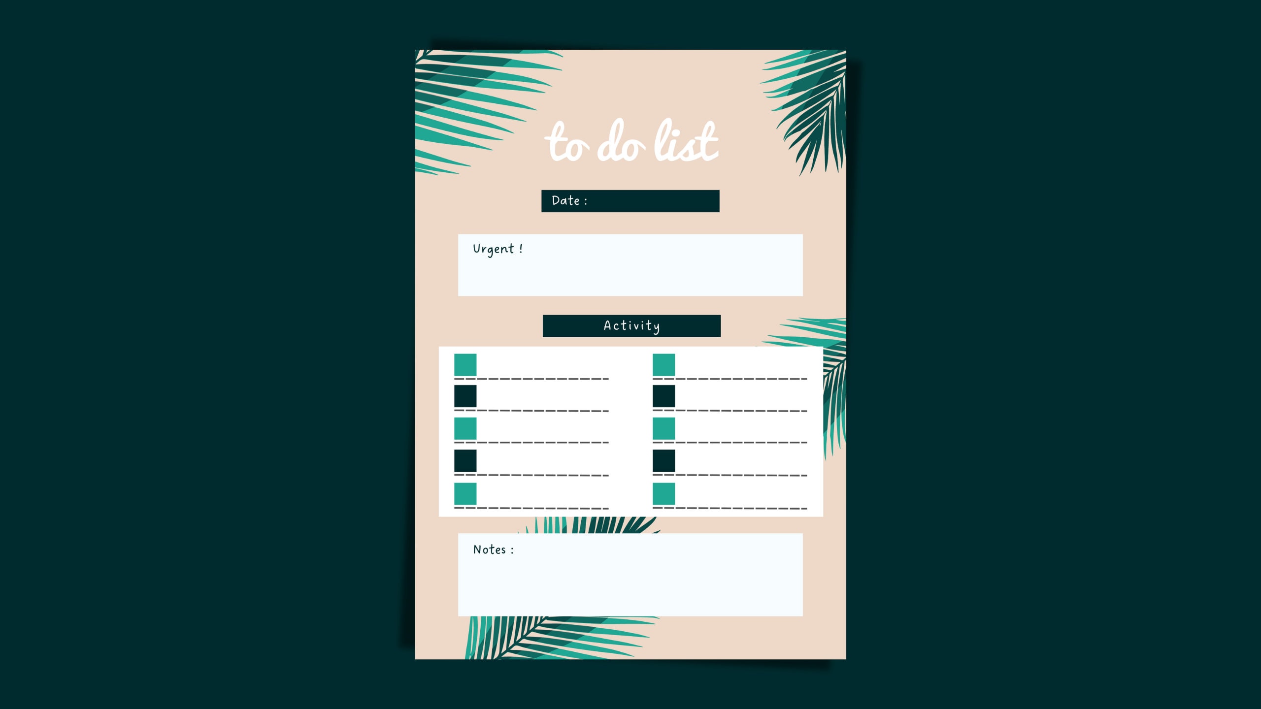 A4 Tropical Printable to Do List Notes and Task Minimalist Design - Etsy
