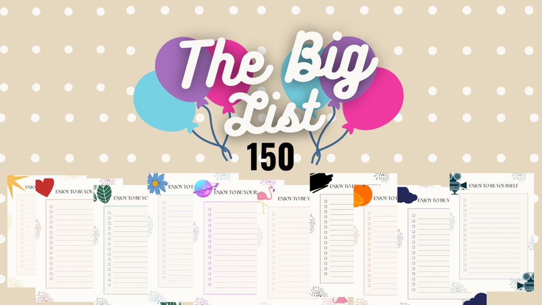 Print the Big List - 150 To-do List - Printable Organizator - Self Love ...