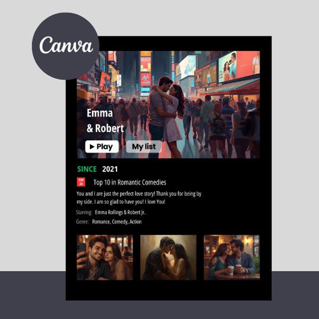 Custom Netflix Style Couple Poster – Personalized Love Story Movie ...