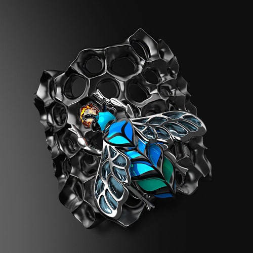 Honey Bee Ring Honeycomb Ring Ring for Women Nature Ring - Etsy