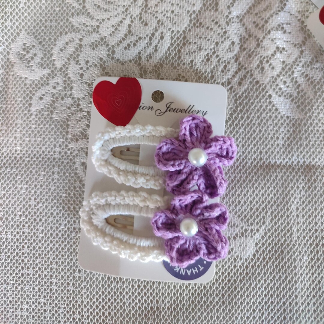 Colorful Handmade Crochet Hair Barrettes - Etsy