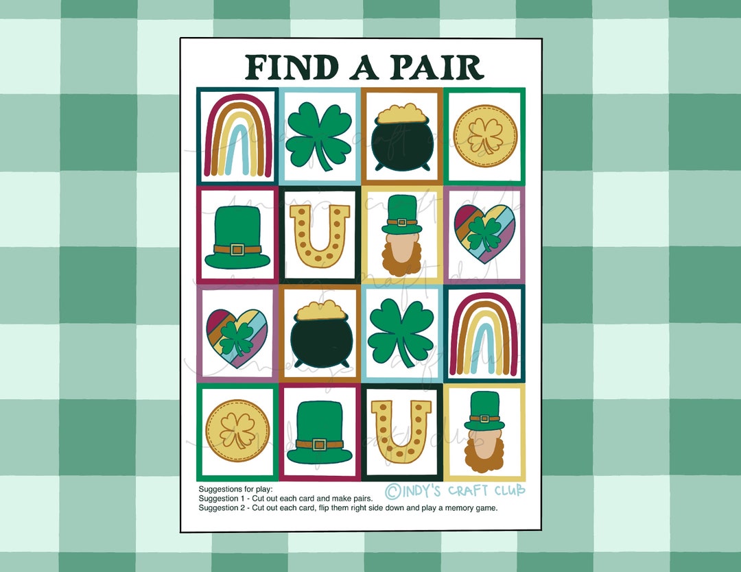 Memory Matching Game Find a Pair Saint Patricks Day - Etsy