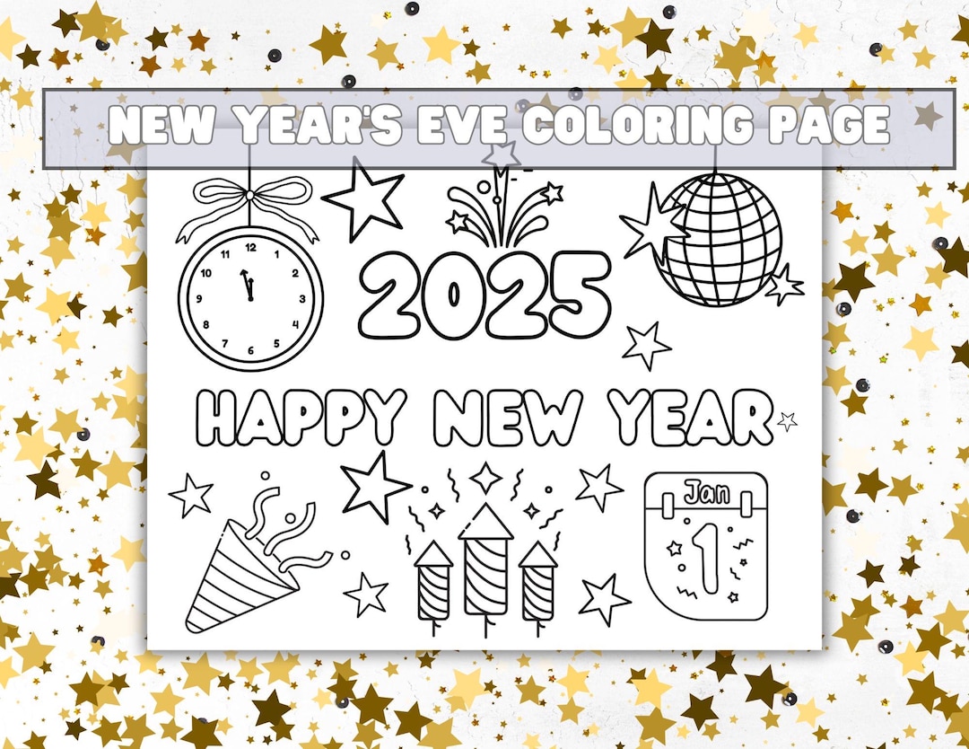 New Year’s Eve 2025 Coloring Sheet Digital File - Etsy