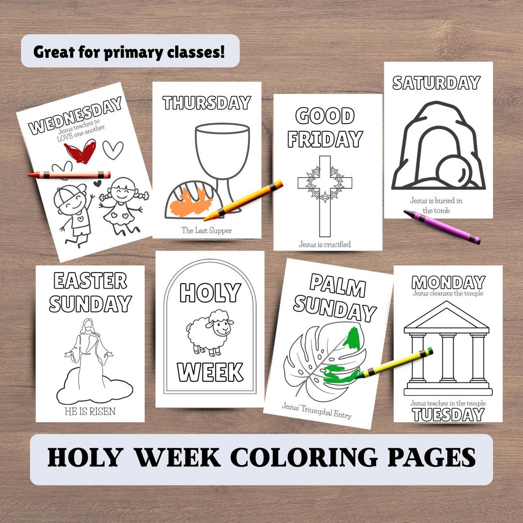 Holy Week Coloring Pages for Kids | Christian Easter Activity (digital ...
