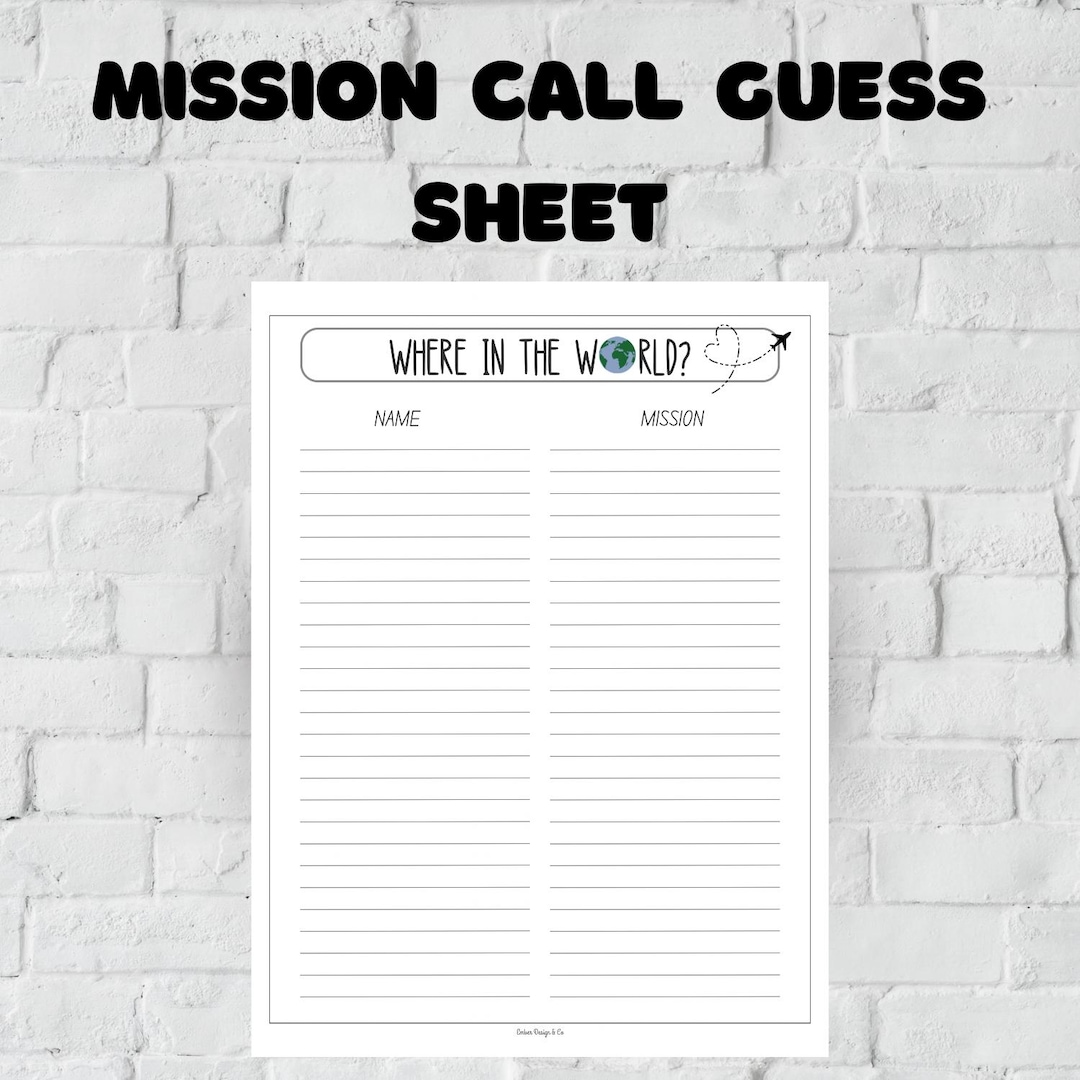 Mission Call Guessing Sheet Printable: Guess Where Your Missionary is ...