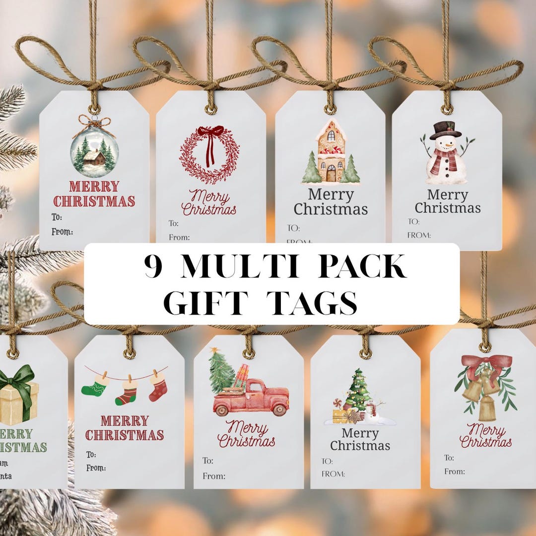 Christmas Gift Tags Printable: Multi-pattern Holiday Tags for Family ...