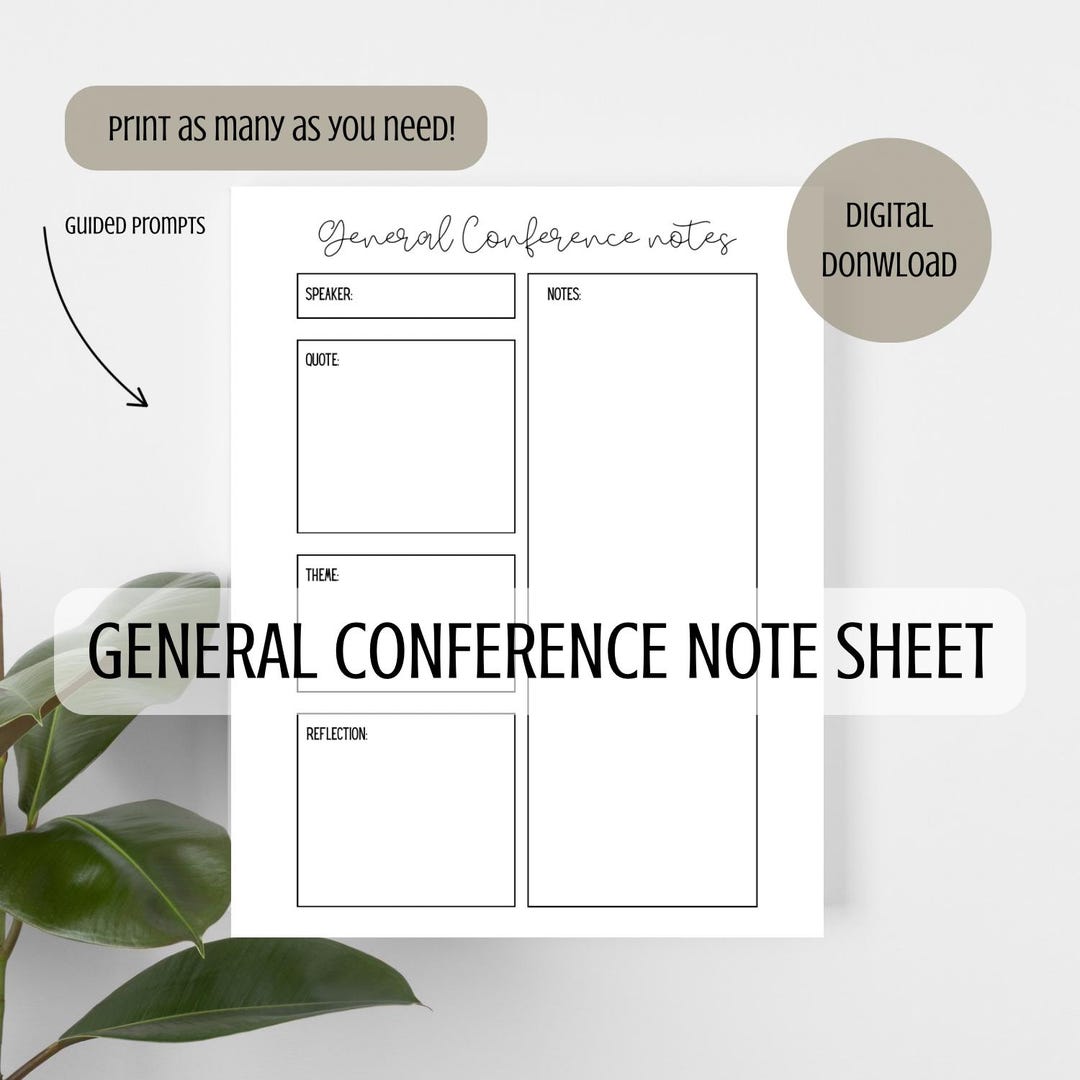 General Conference Notes Printable | LDS Talk Study Journal (digital ...