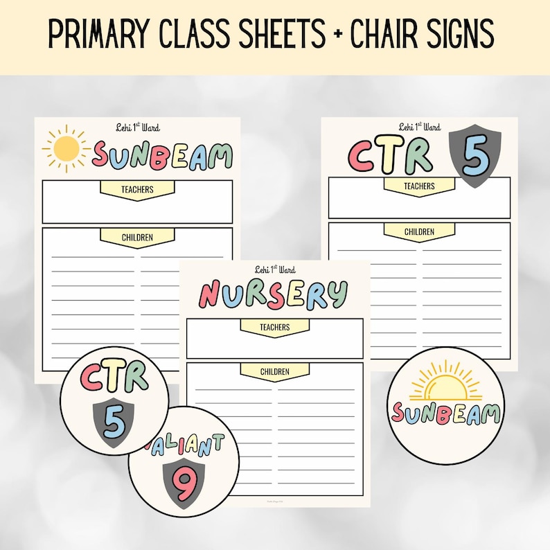 LDS Primary Classroom Signs & Seating Labels (PDF Download) - Etsy