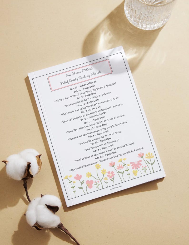 Editable Relief Society Lesson Schedule • Canva Template (digital ...