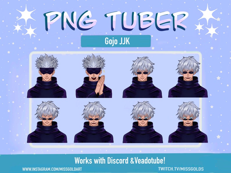 Gojo PNG Tuber JJK Veadotube Png Pngtuber for Discord Gojo - Etsy Australia