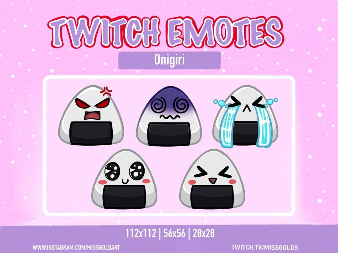 Onigiri Emotes, Cute Onigiri Emotes, Twitch Streamers, Emotes for ...