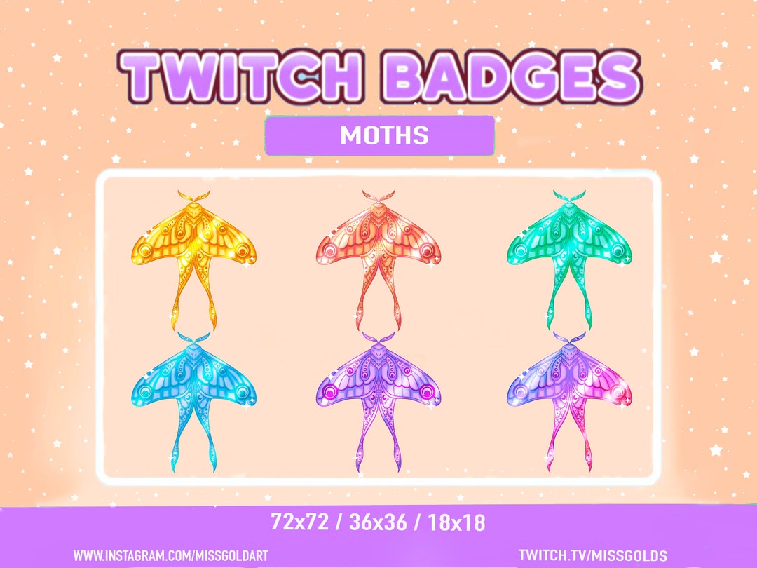 Moth Twitch Badges, Badges for Subs, Twitch Streamers, Badges for ...