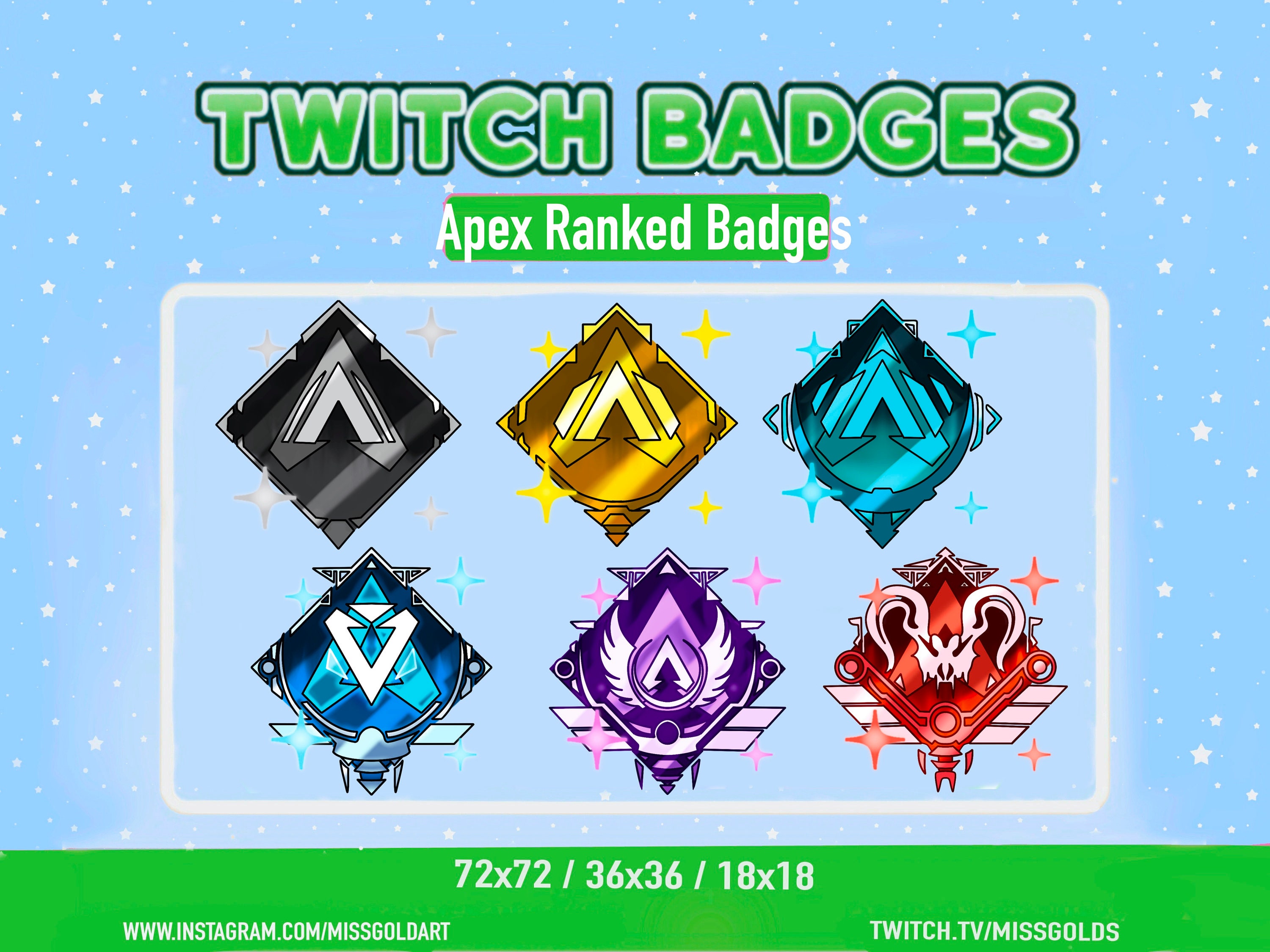 Apex Ranked Badges, Ranked Badges, Twitch Streamers, Sub Badges for Twitch Streamers, Ranked ...